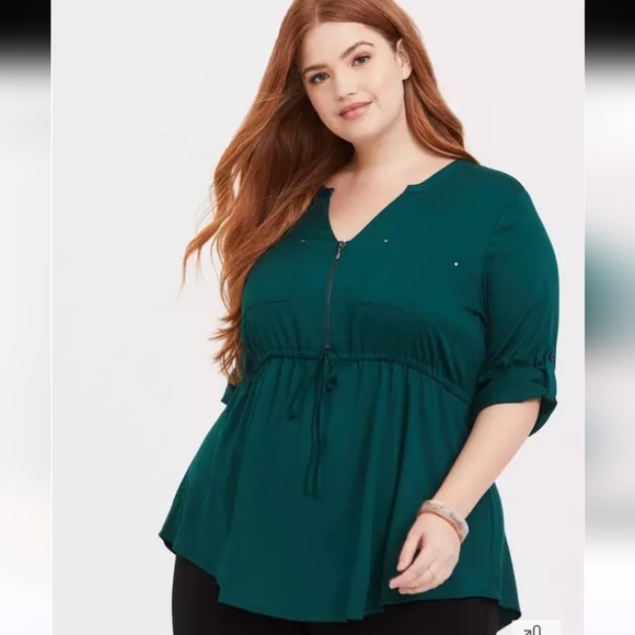 torrid | Tops | Torrid Plus Size Flowy Babydoll Stretch Challis Zip ...